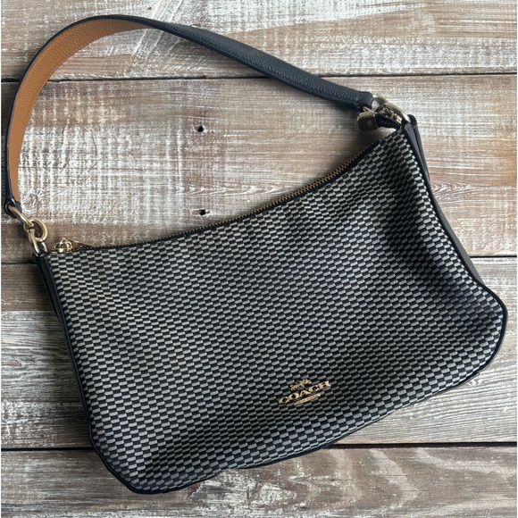 Coach | Bags | Coach Small Shoulder Bag Navy Blue Checked Purse | Poshmark